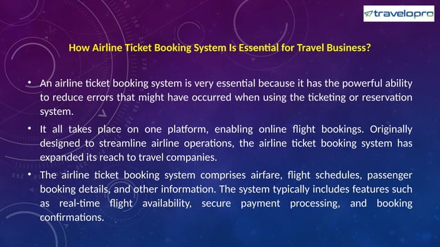 Airline Ticket Booking System, Flight Ticket Reservation System | PPTX