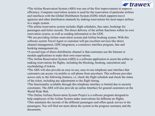 AIRLINE TICKETING SYSTEM | AIRLINE RESERVATION SYSTEM | PPTX