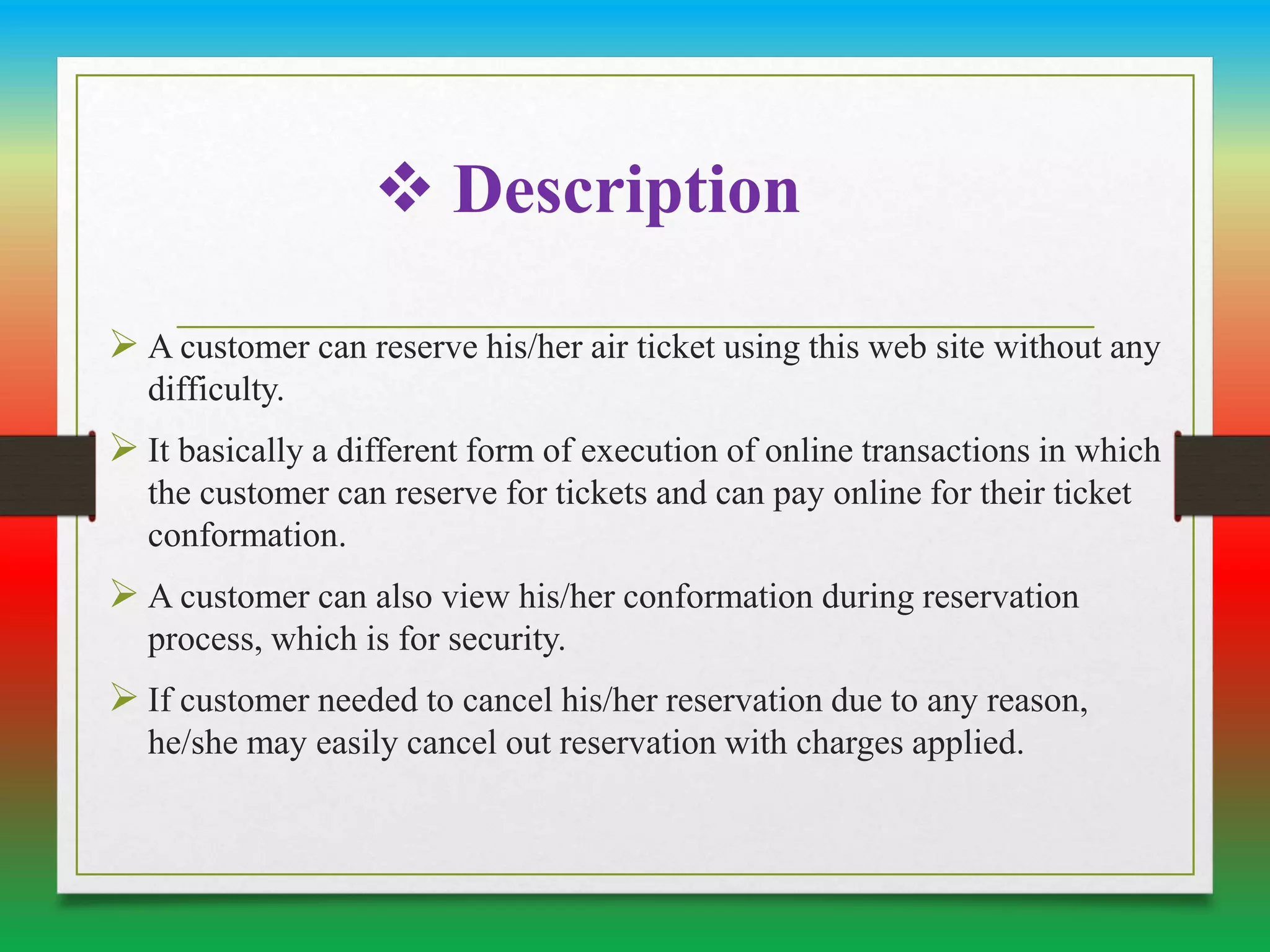 Airline Ticket Reservation Management System in SQL | PPTX