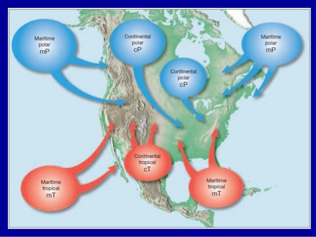 4 Air Masses Labeled On Tiny Map