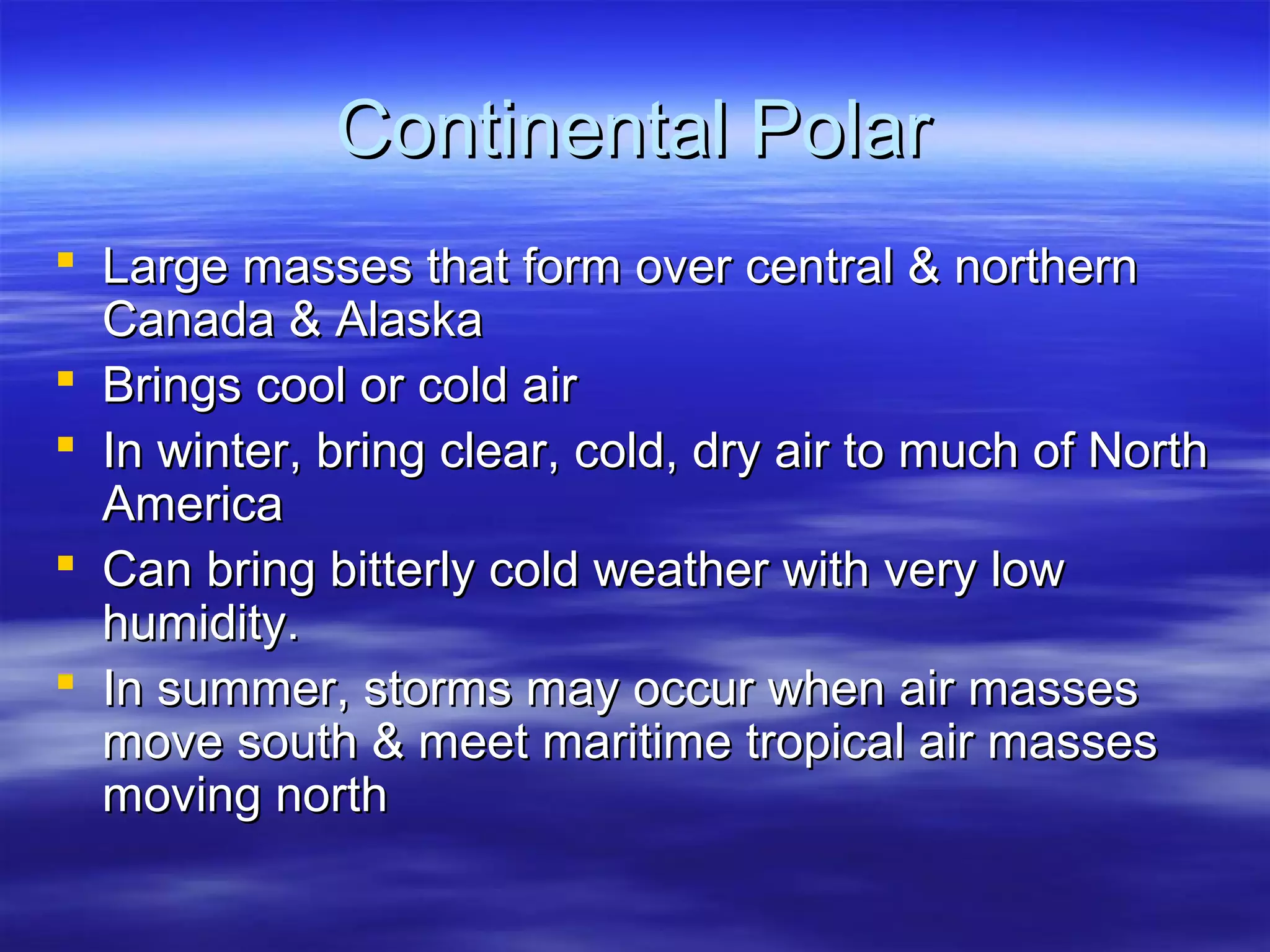 Air masses & fronts (science) | PPT