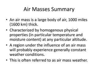 Air masses (summary) | PPTX