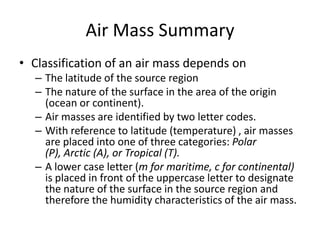 Air masses (summary) | PPTX