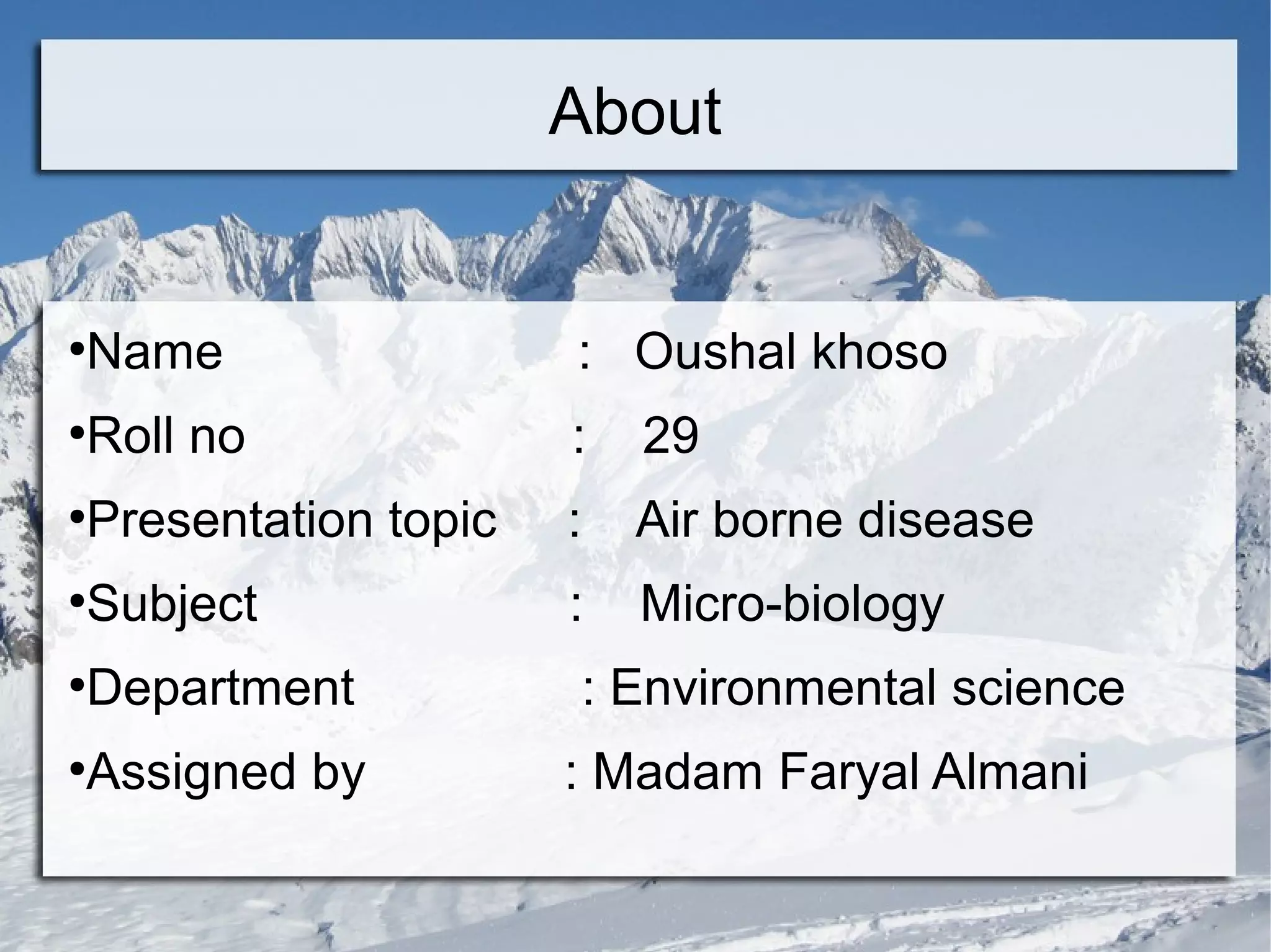 Air borne diseases. | ODP
