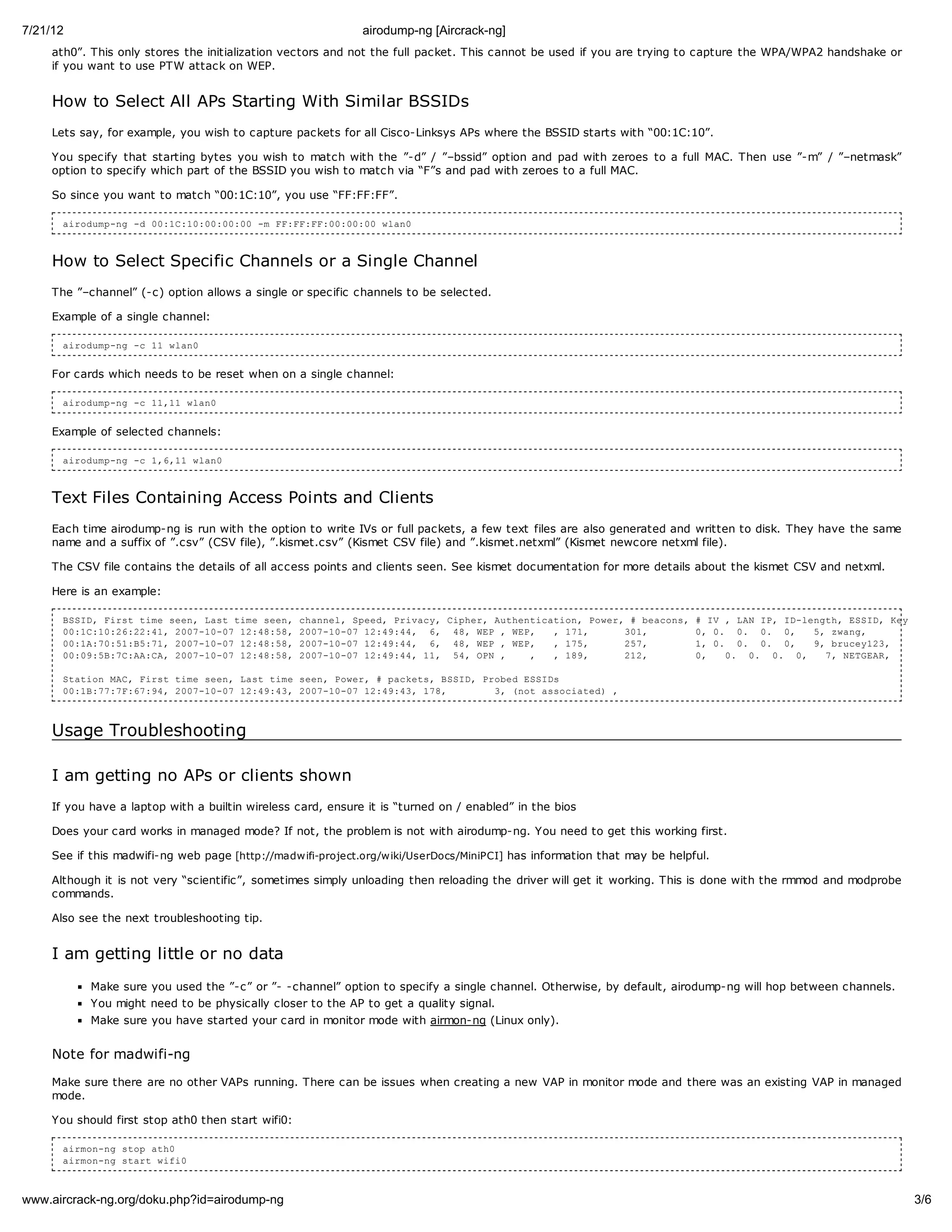 Airodump ng [aircrack-ng] | PDF | Computer Networking | Computing