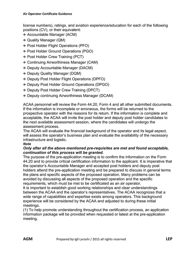 Air operator certificate guidance 2015 | PDF