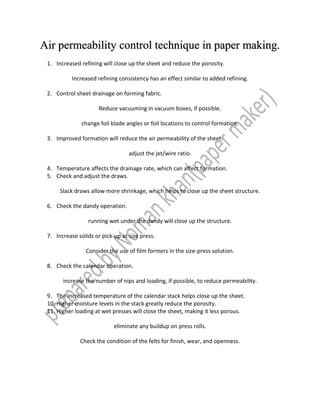 Air permeability control technique in paper making.docx