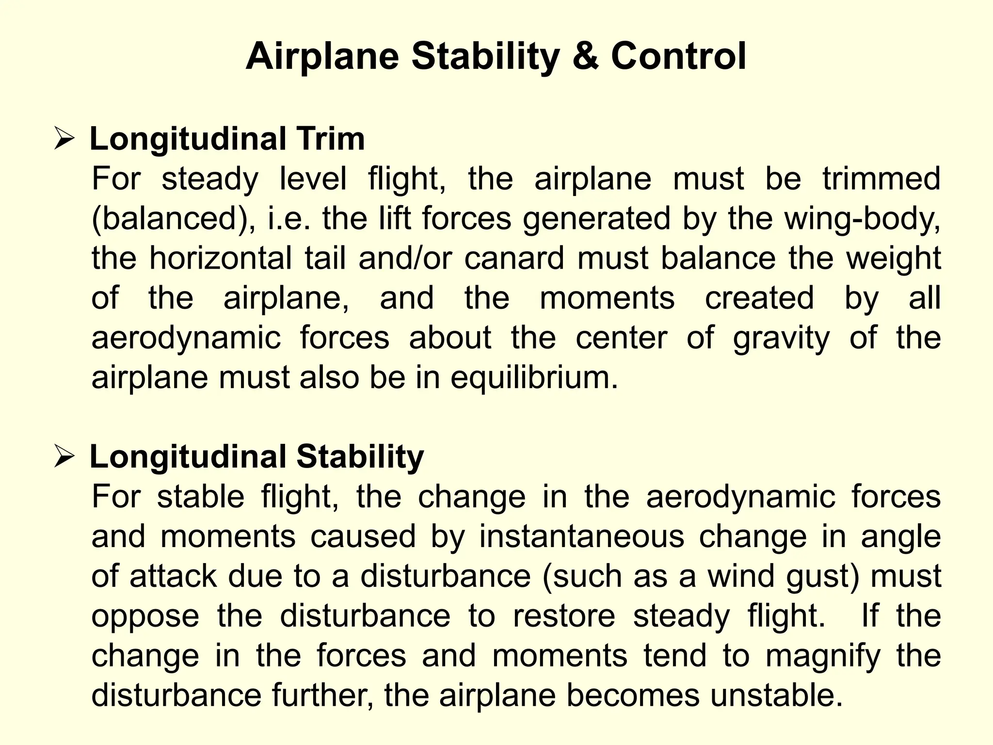 Airplane Stability - Aerodynamics Lecture | PDF