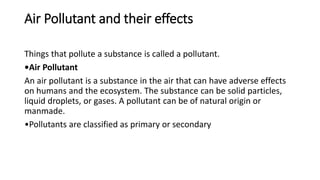Air pollution its and primary pollutants | PPTX