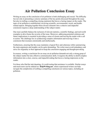 Air Pollution Conclusion Essay. 020 Essay Writing Of Pollution Example ...