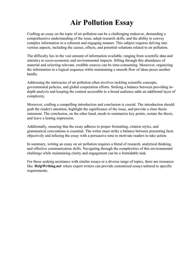 Air Pollution Essay | PDF
