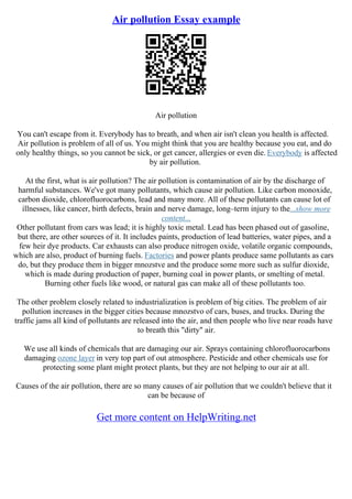 Air Pollution Essays | PDF