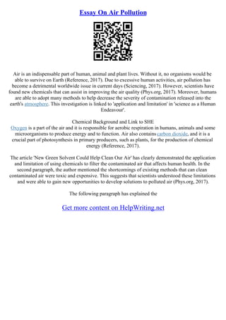 Air Pollution Essays | PDF