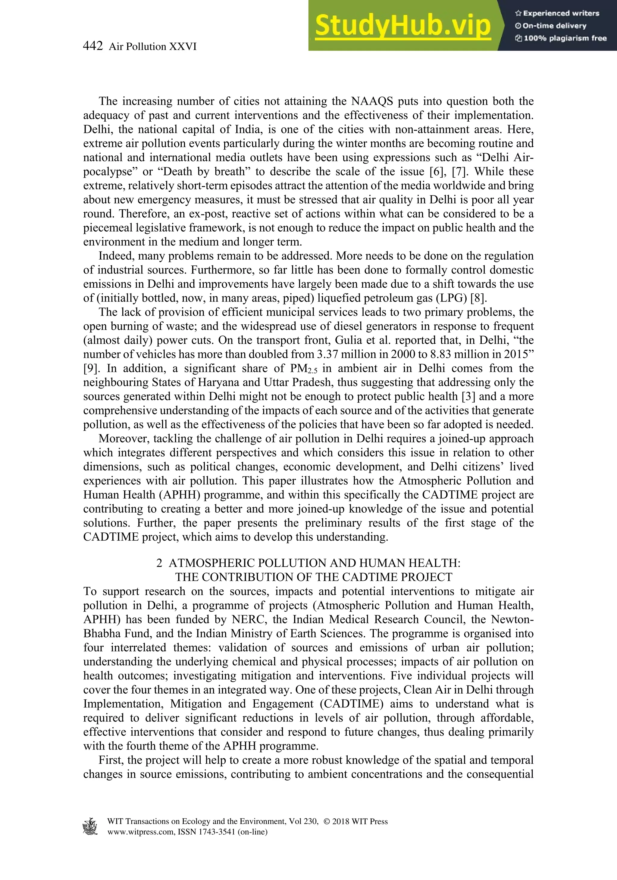 Air Pollution In Delhi A Review Of Past And Current Policy Approaches | PDF