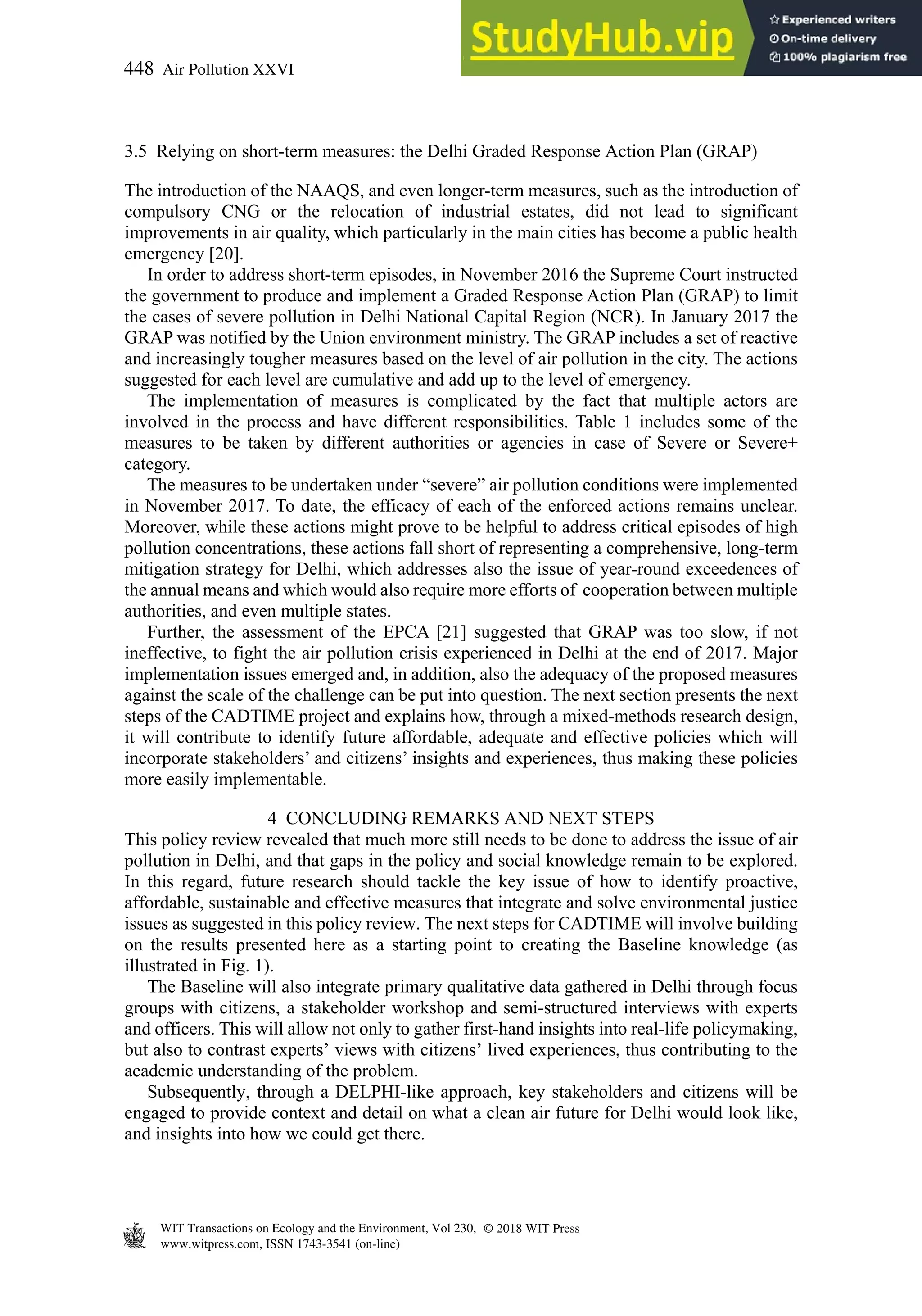 Air Pollution In Delhi A Review Of Past And Current Policy Approaches | PDF