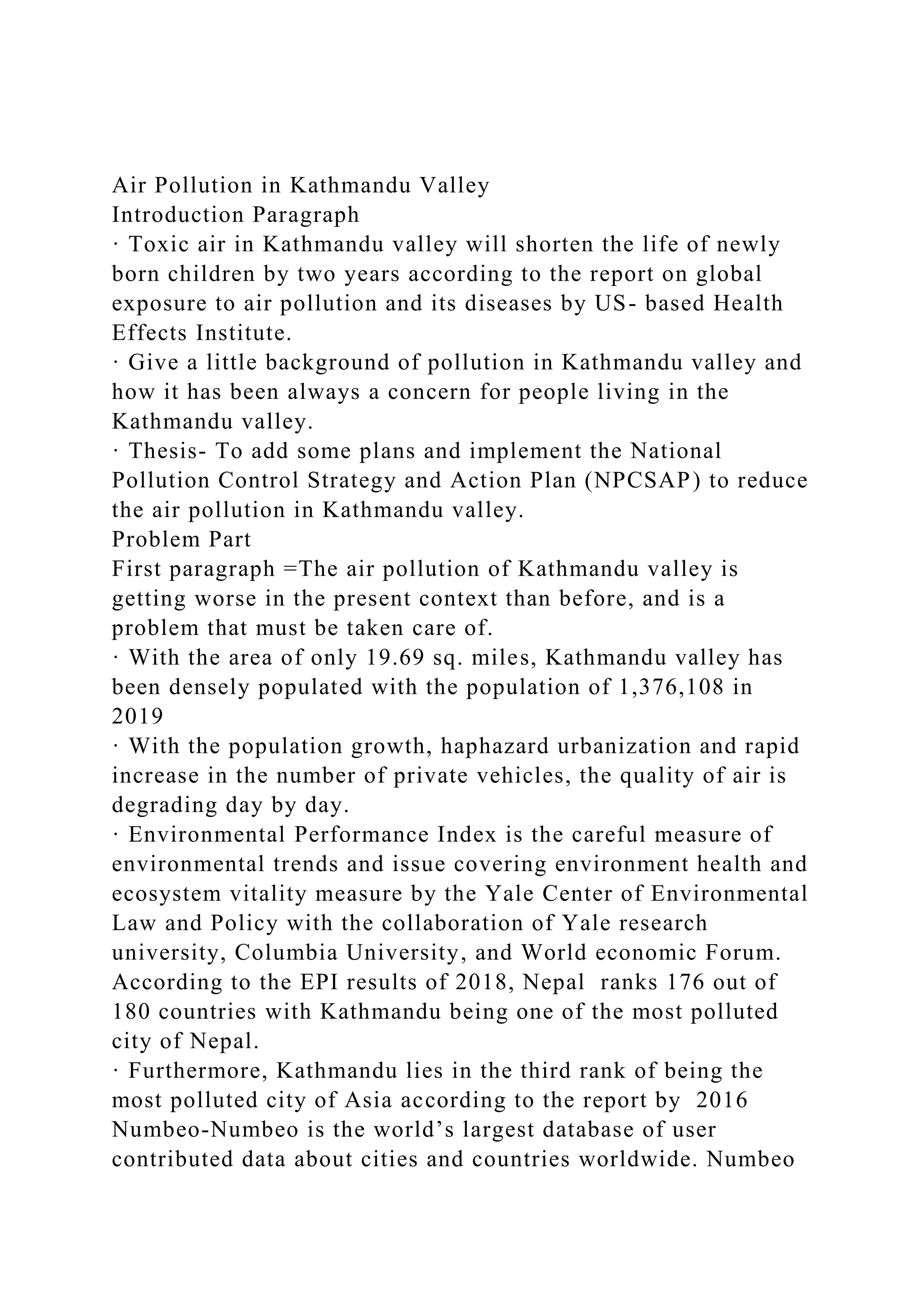Air Pollution in Kathmandu ValleyIntroduction Paragraph · Toxi.docx