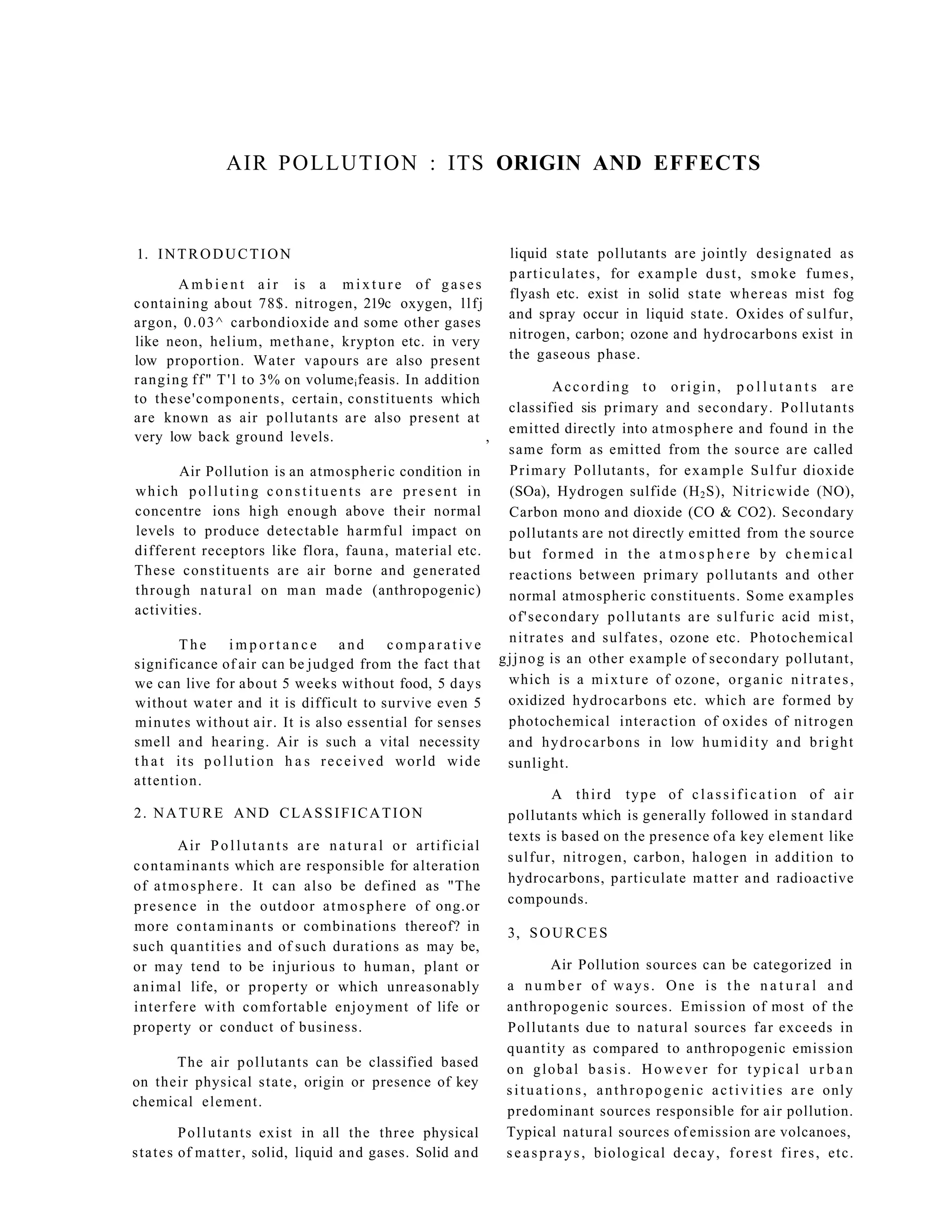 Air Pollution Its Origin and Effects | PDF