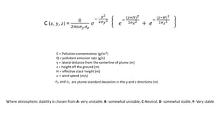 Gaussian Plume Dispersion Model | PPTX
