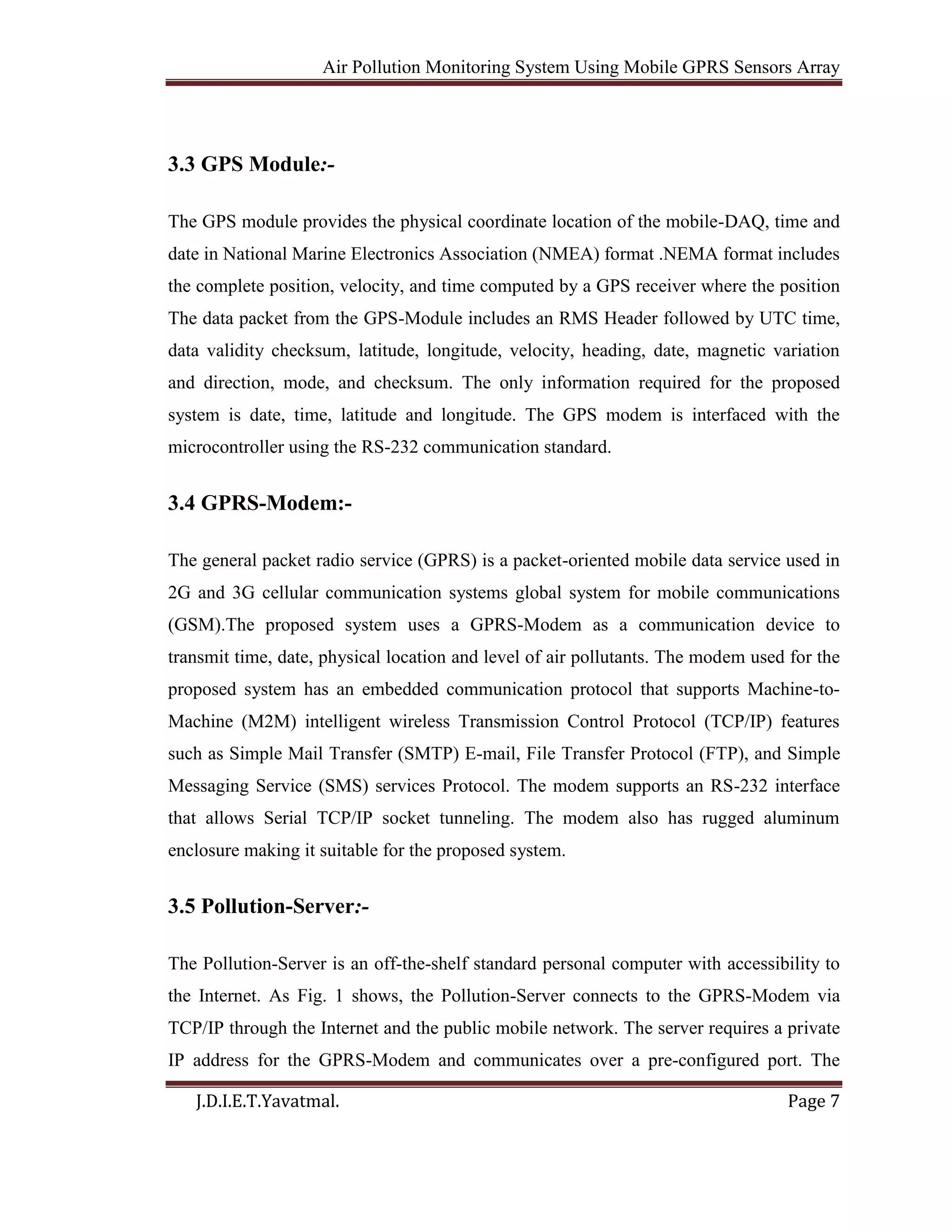 Air pollution monitoring system using mobile gprs sensors array | DOCX ...