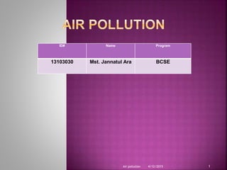 Air pollution presentation.ppt | Lung and Respiratory Health | Diseases ...