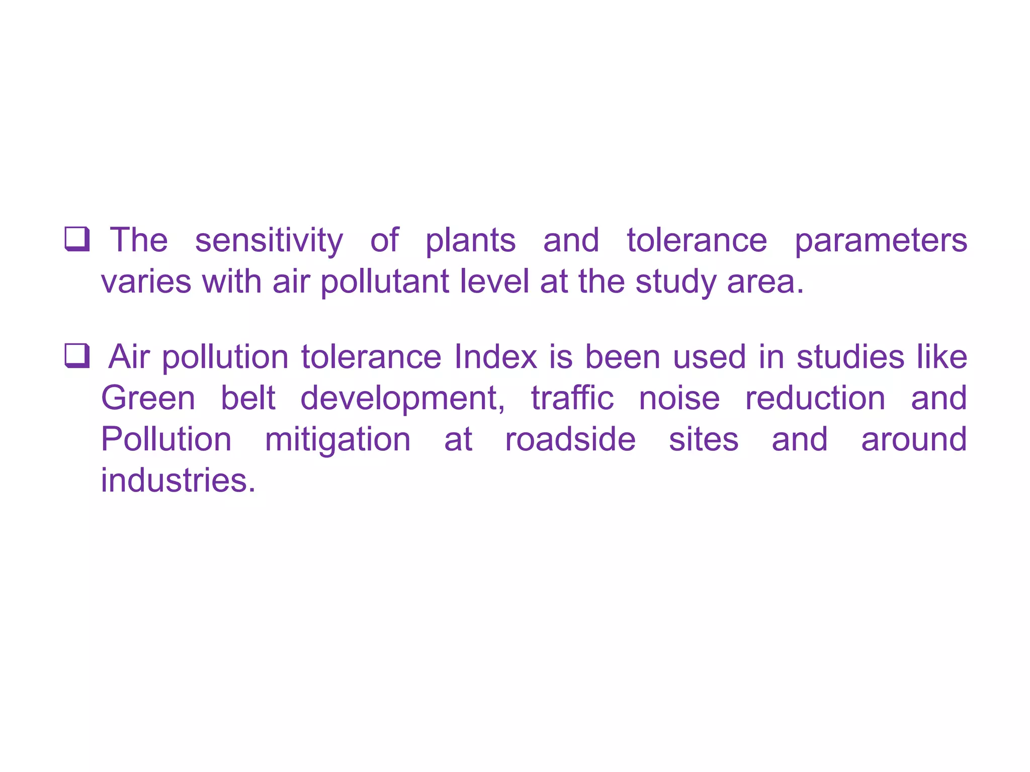 Air Pollution Tolerance Index Apti Pptx Indoor Environmental