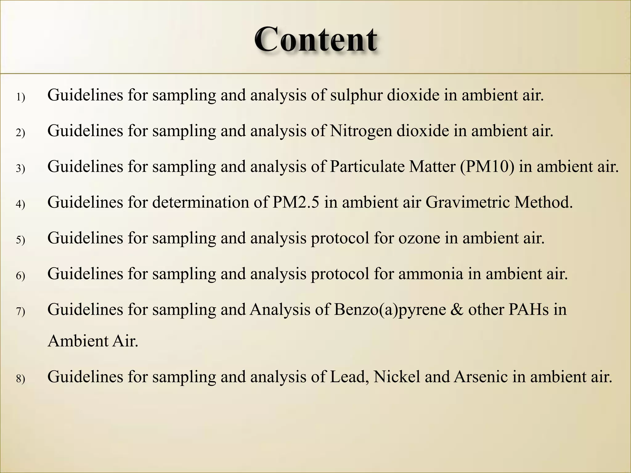 Guidelines For The Air Pollution Sampling & Analysis | PDF