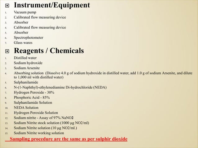 Guidelines For The Air Pollution Sampling & Analysis | PDF