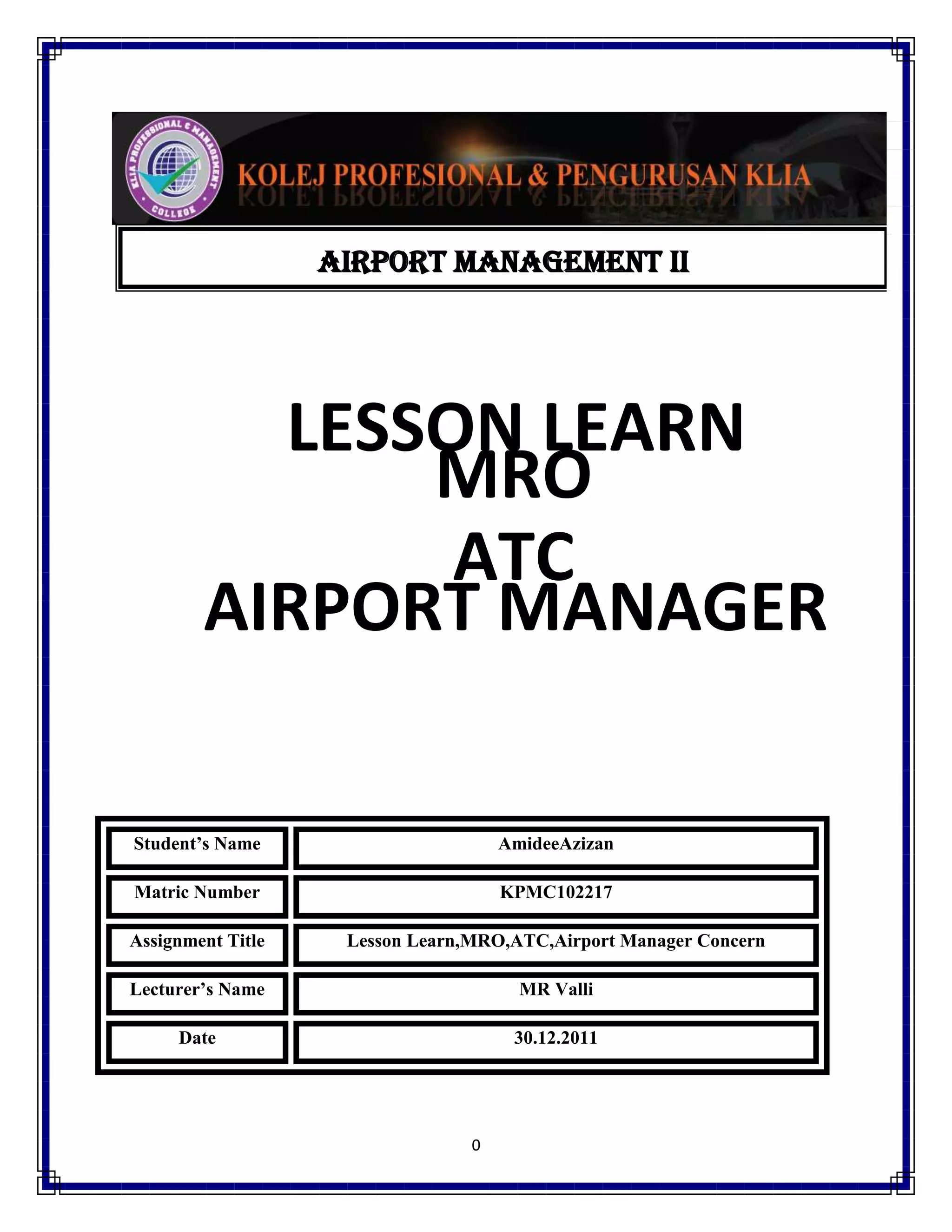 Airport Management 11 | DOCX