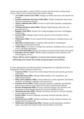 Airport offices requirement for design of an airport | DOCX