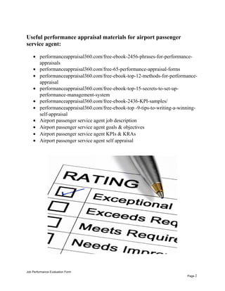 Airport passenger service agent performance appraisal | DOC