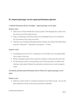 Airport passenger service agent performance appraisal | DOC
