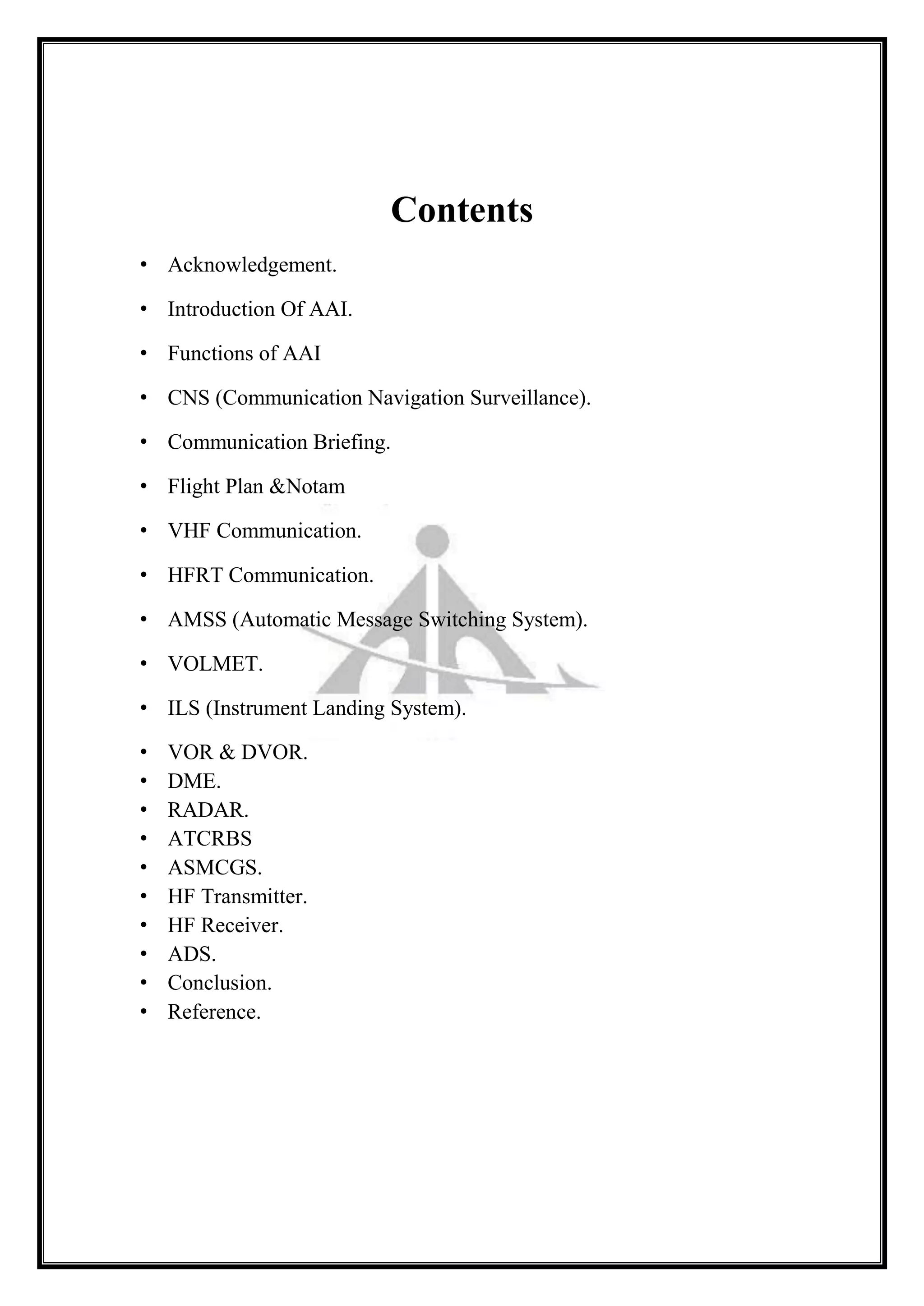 Airports authority of india (aai) training report | DOCX