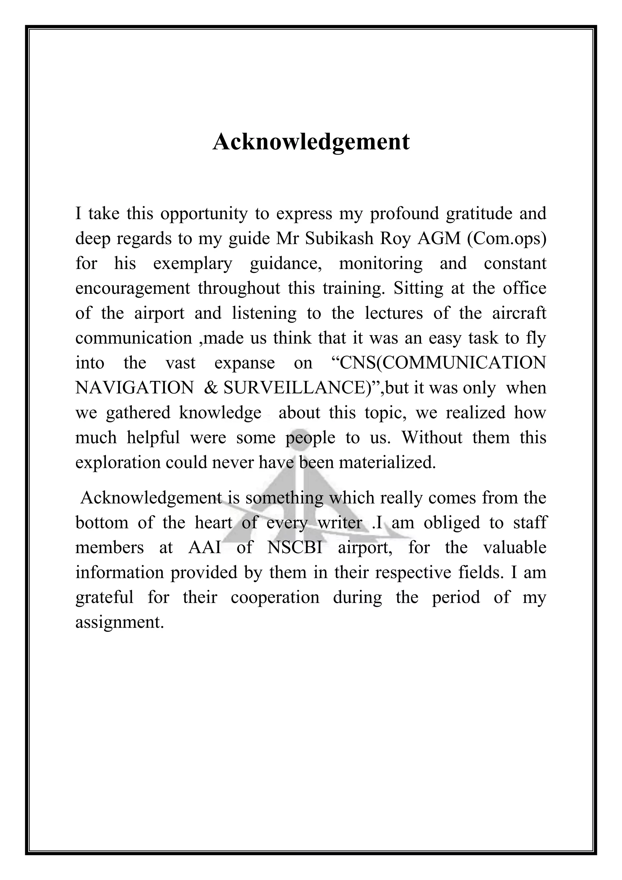 Airports authority of india (aai) training report | DOCX