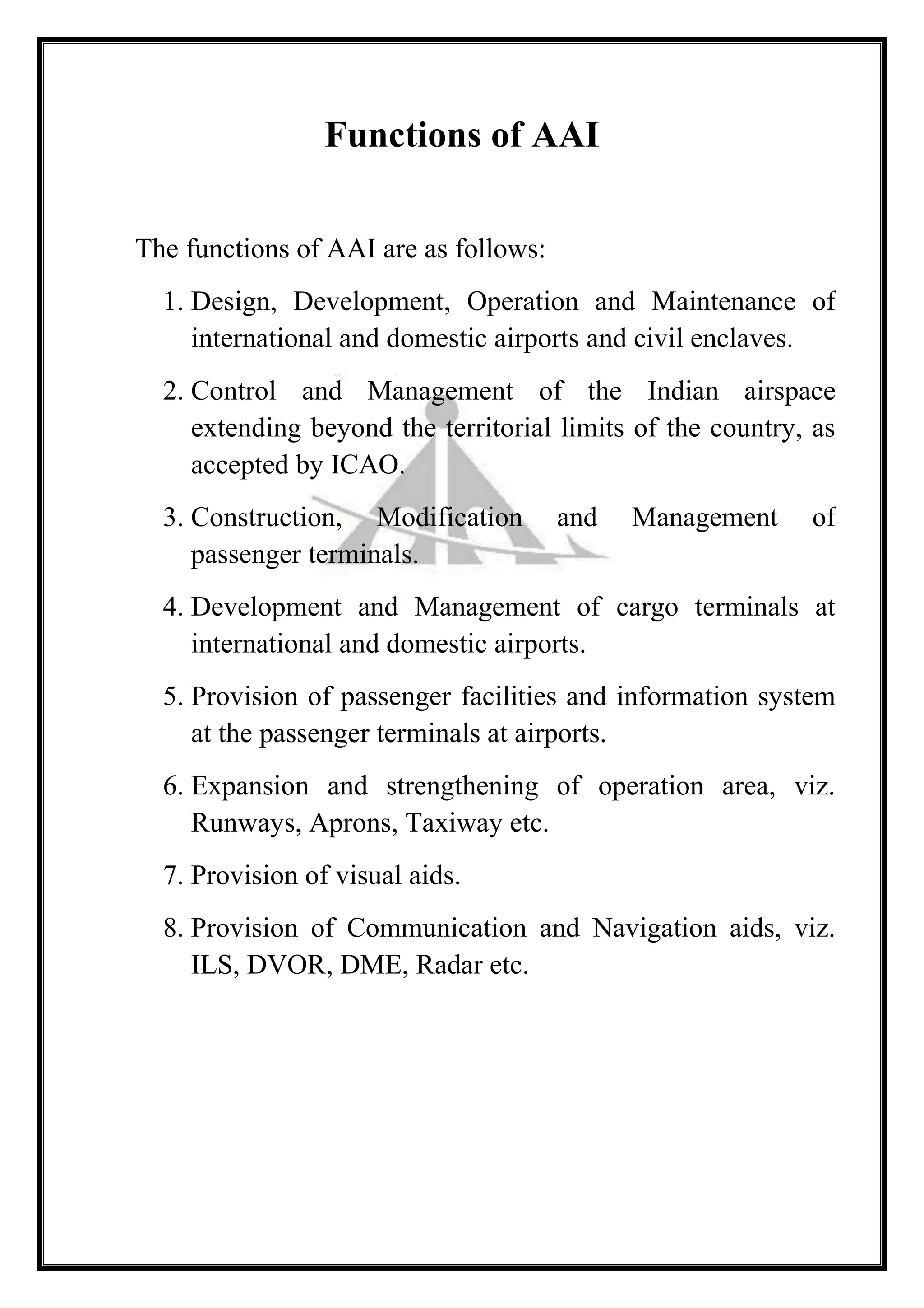 Airports authority of india (aai) training report | DOCX