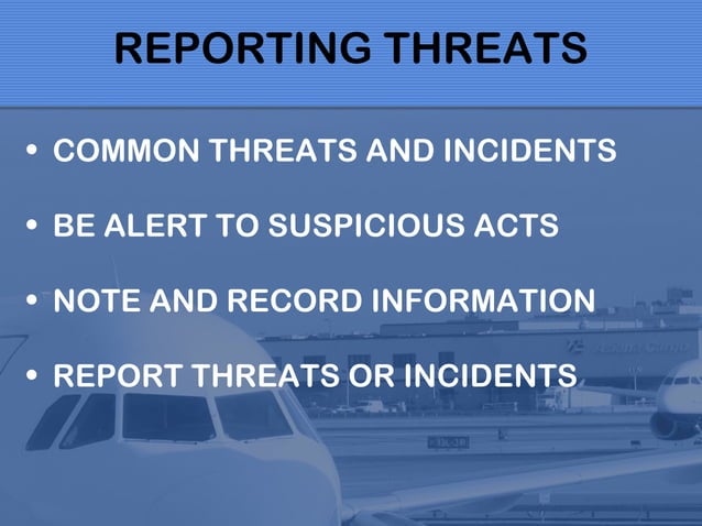 Airport security awareness program | PPT | Air Travel | Travel Type