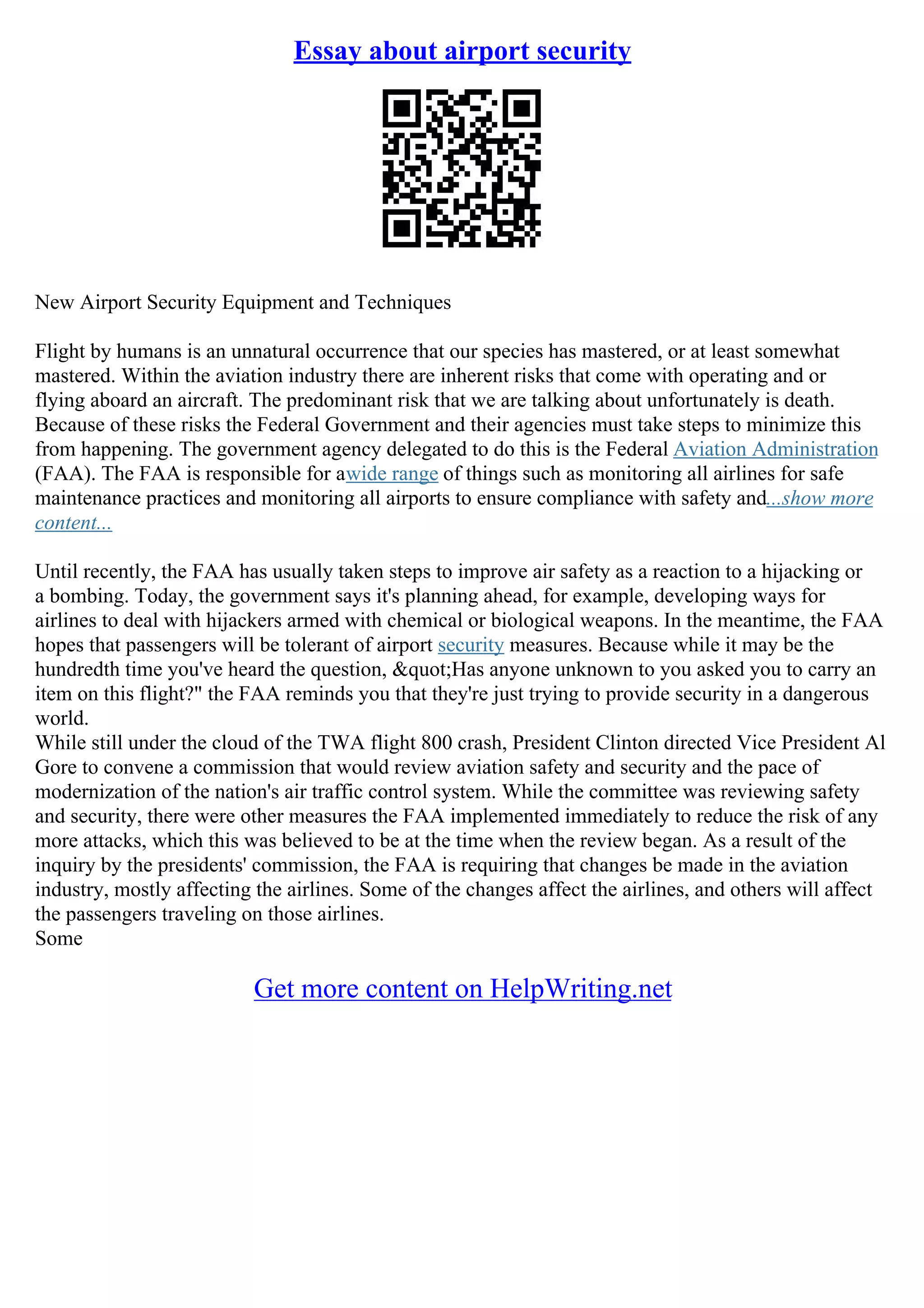 Airport Security Essay | PDF