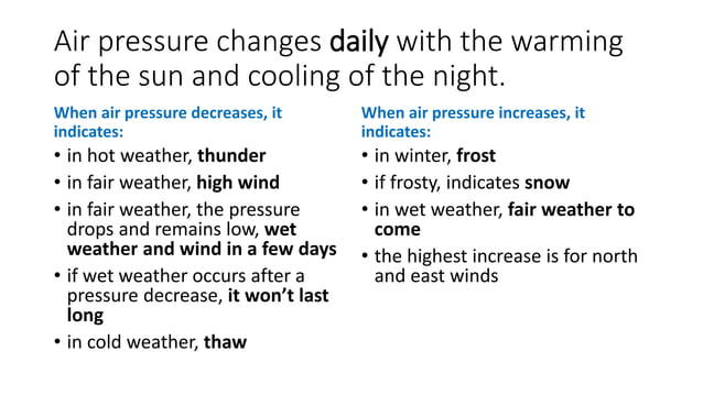 Air pressure, wind and weather 6.3 | PPT