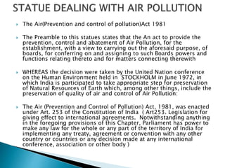 Air(prevention and control of pollution)act 1981 | PPTX | Indoor ...