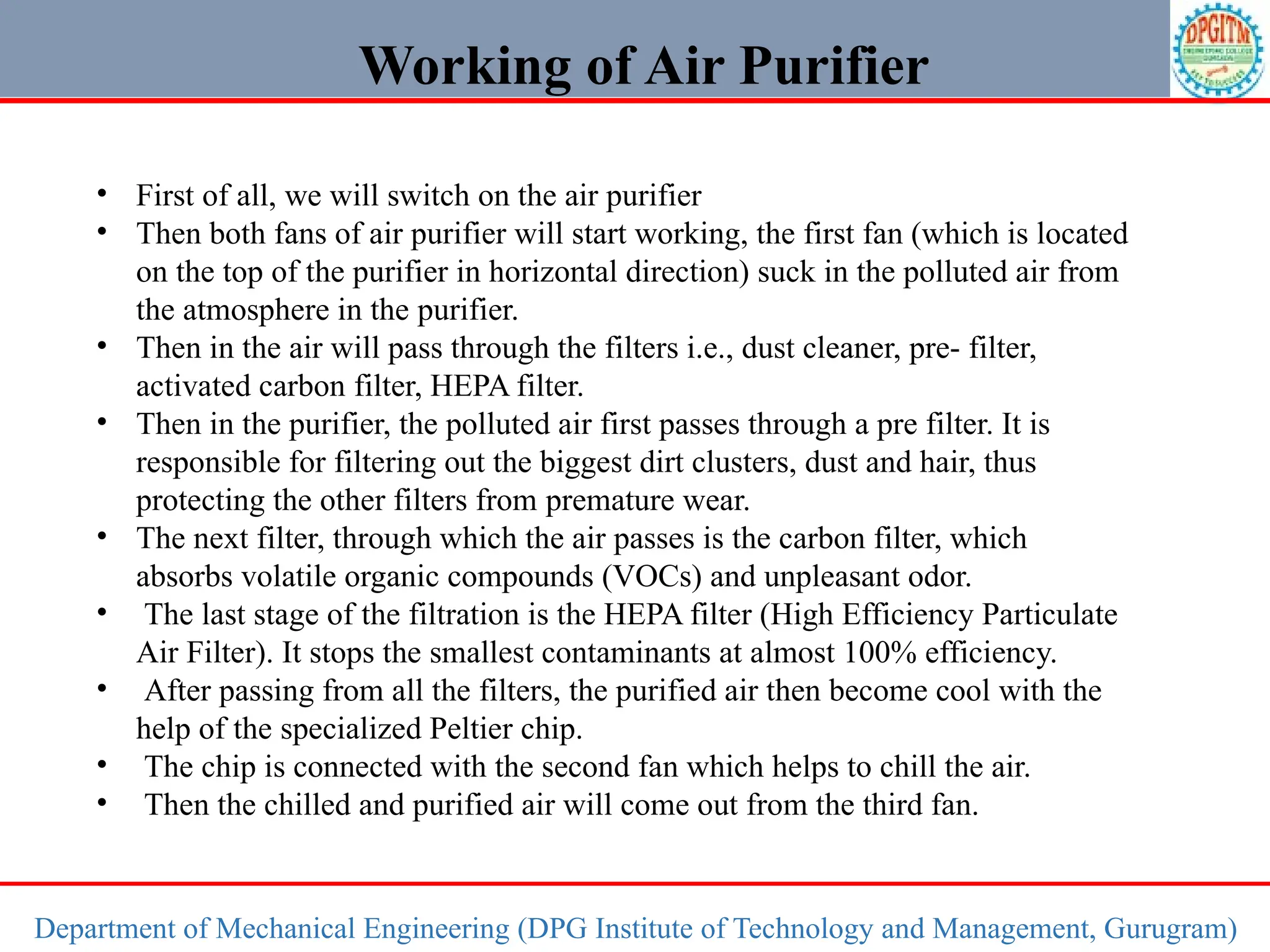 Air purifier project for final draft for | PPTX