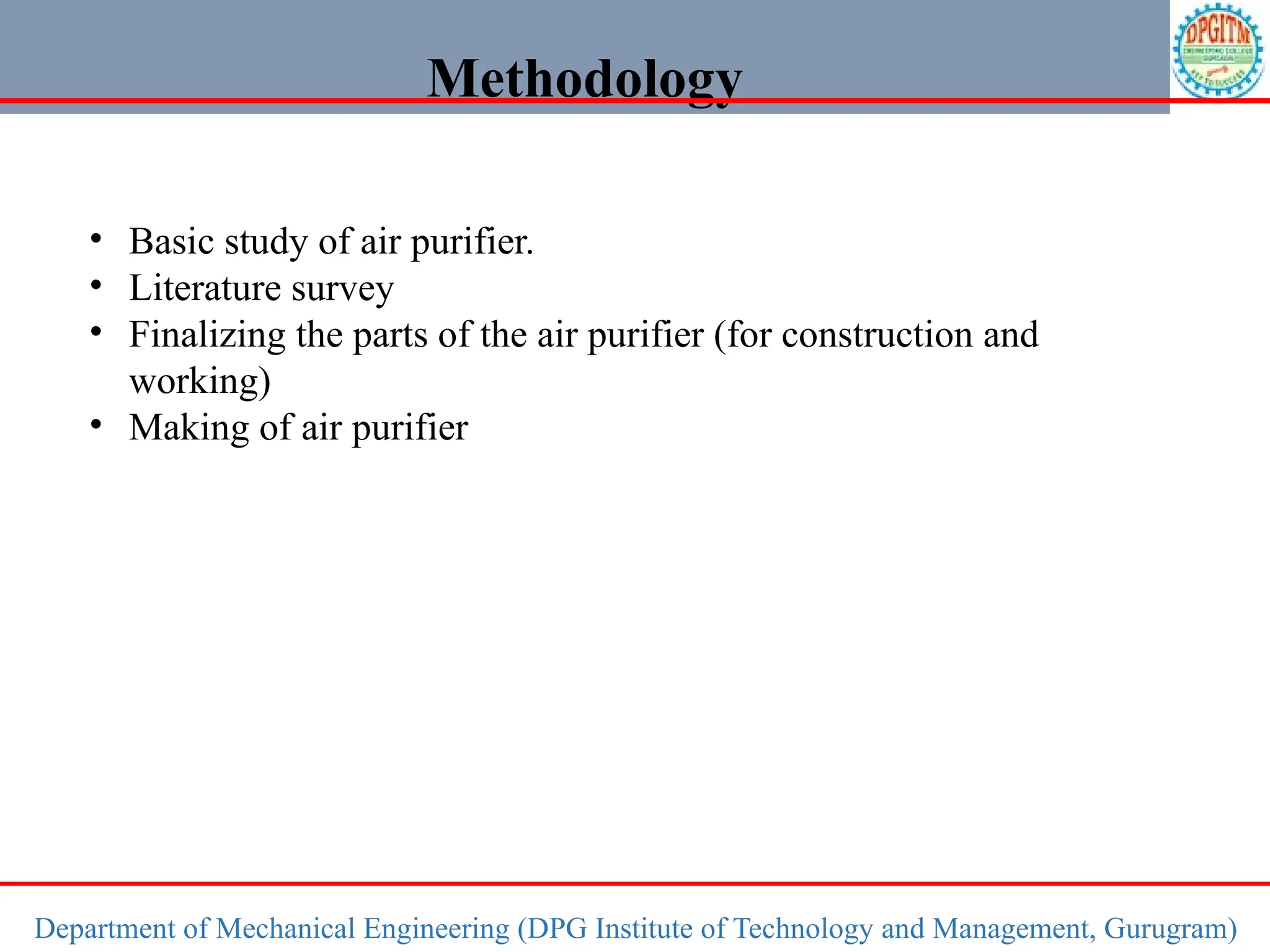 Air purifier project for final draft for | PPTX