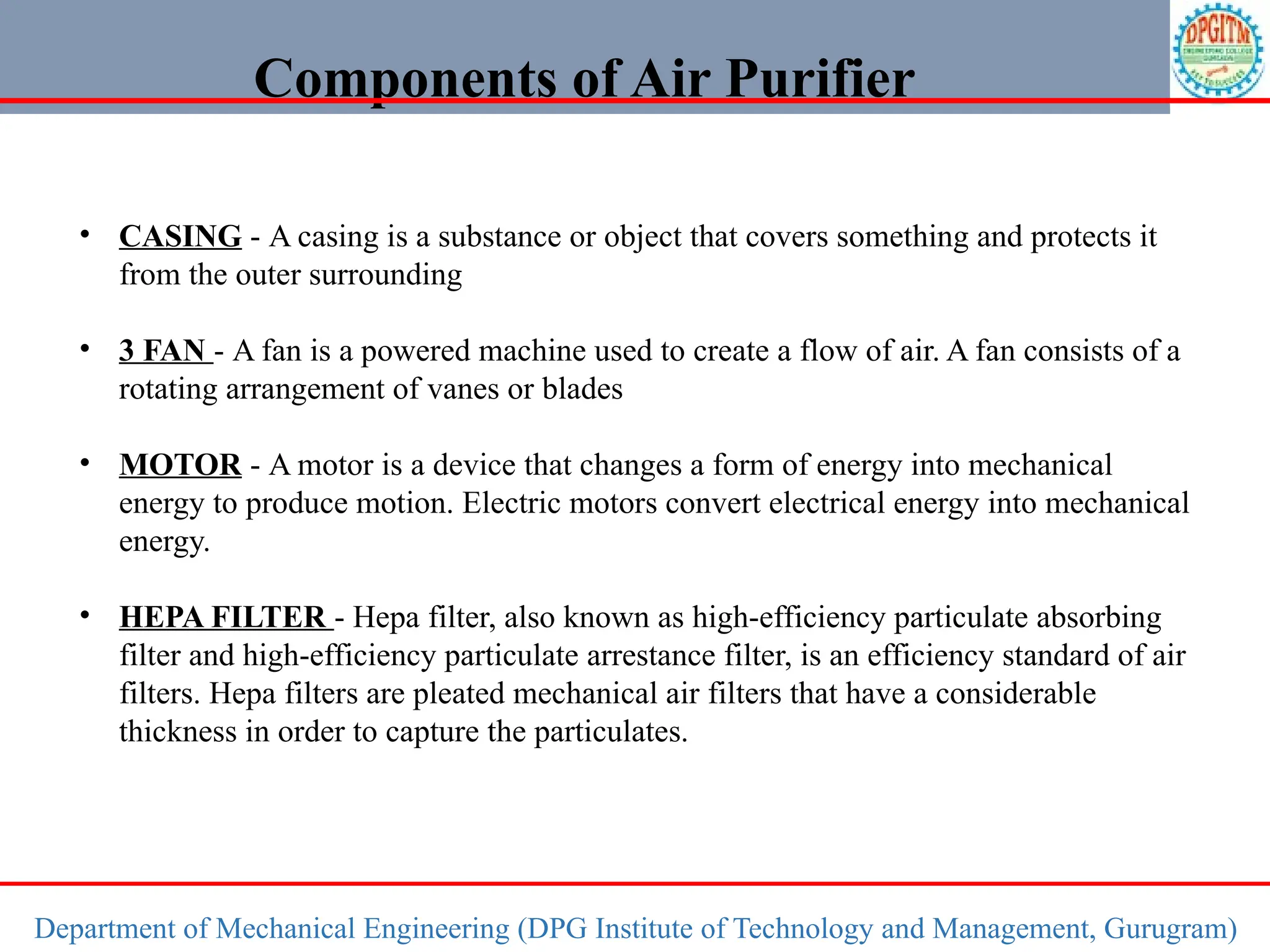 Air purifier project for final draft for | PPTX