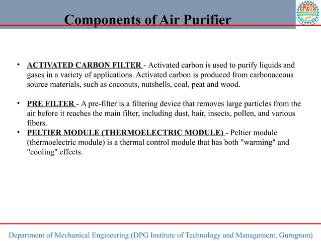 Air purifier project for final draft for | PPTX