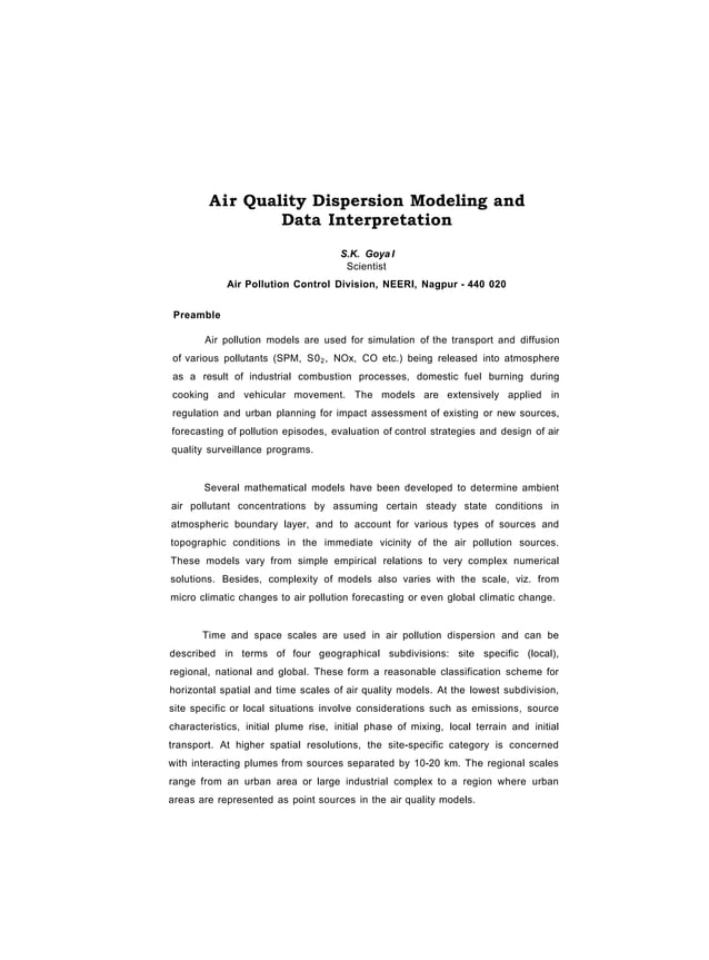 Air quality dispersion modeling | PDF