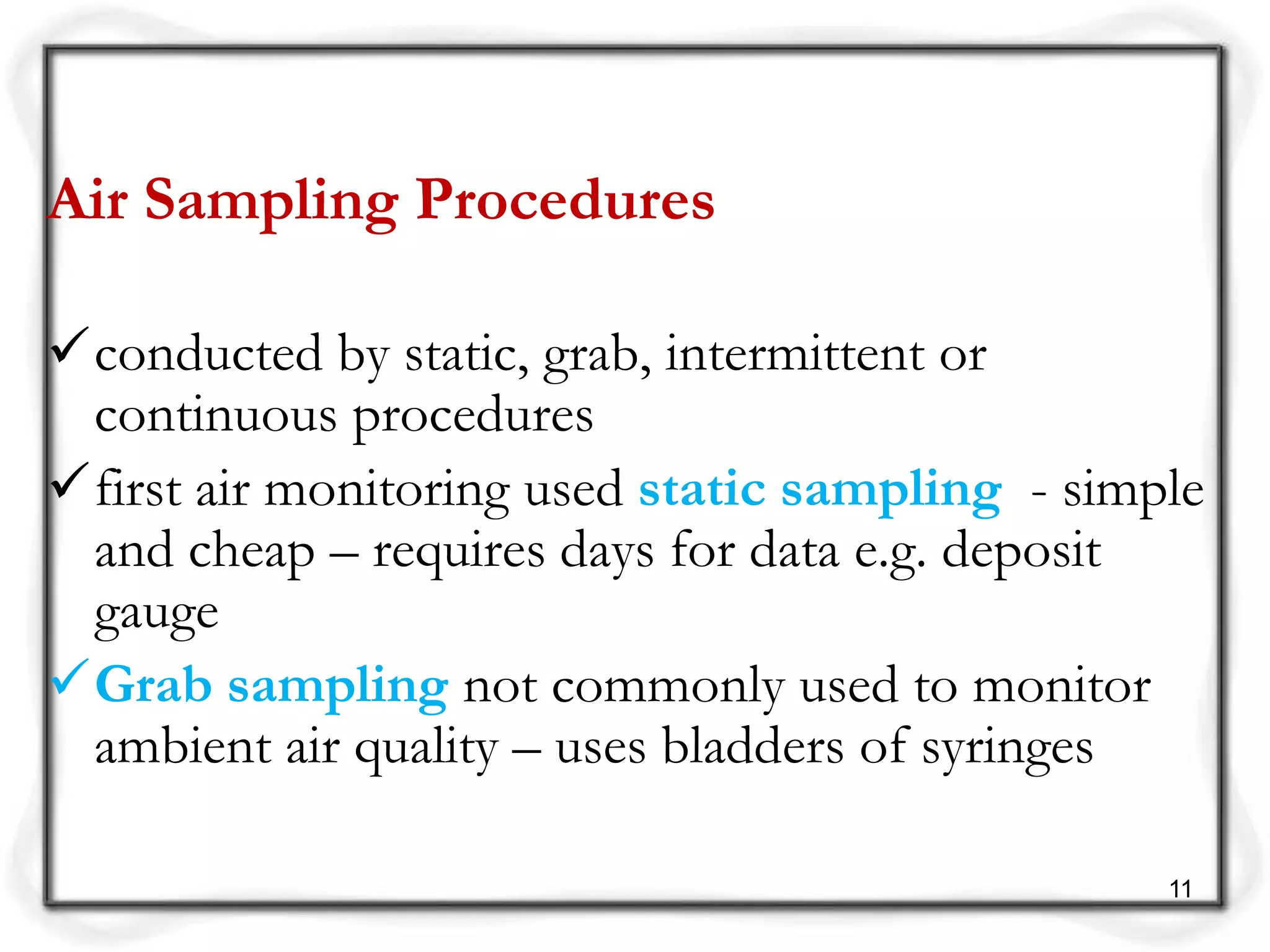 Air quality sampling and monitoring m5 | PPTX