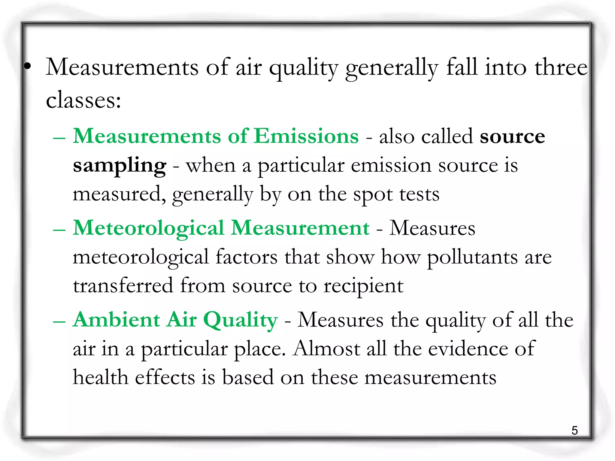 Air quality sampling and monitoring m5 | PPTX