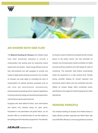 Laboratory Air Shower (Both Side Flow) by ACMAS Technologies Pvt Ltd. | PDF