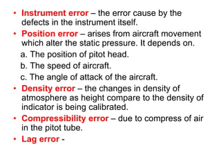 AIRSPEED INDICATOR USED IN AIRCRAFT .ppt