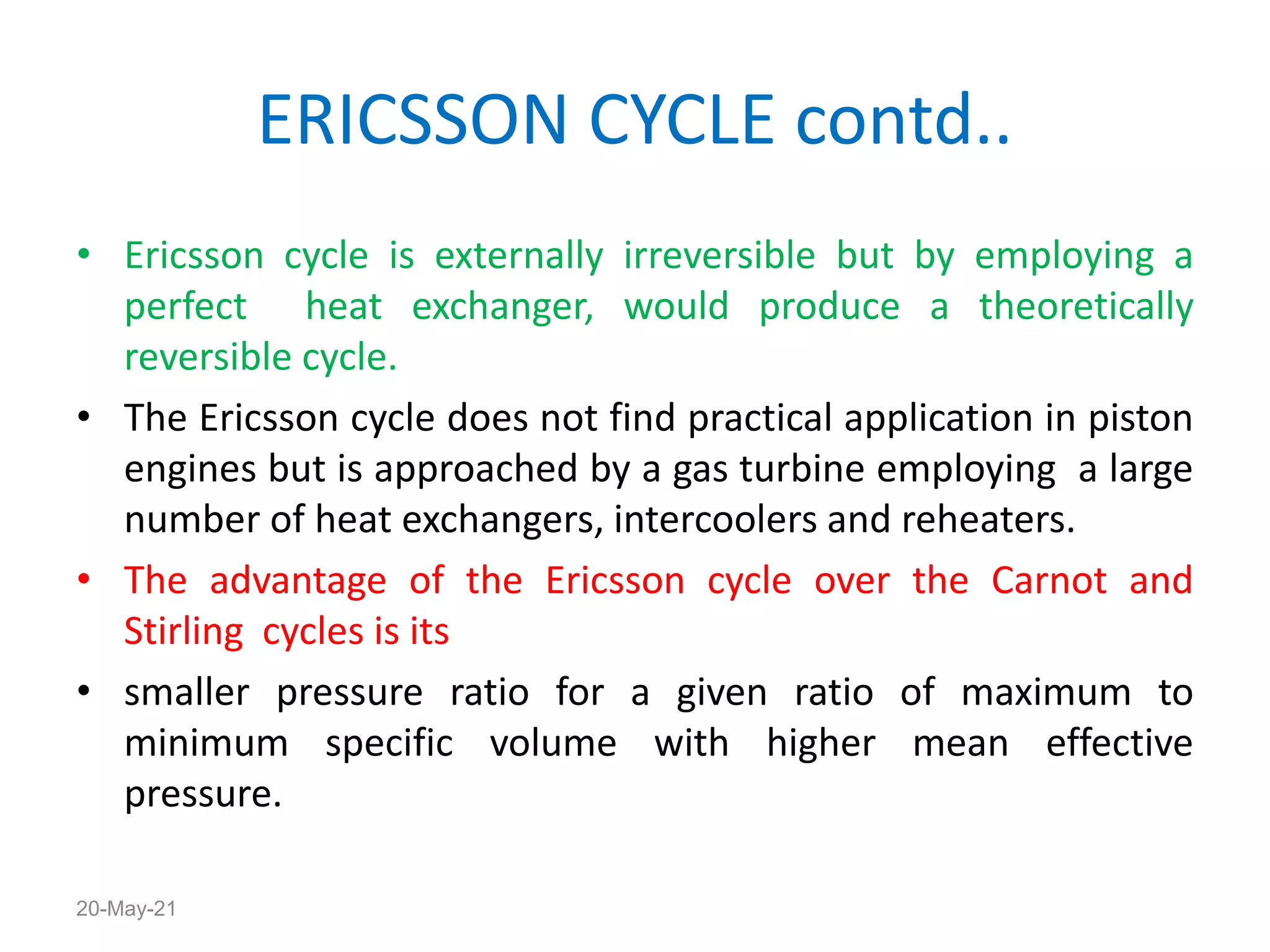 Air standard cycles carnot, stirling, ericsson | PPTX