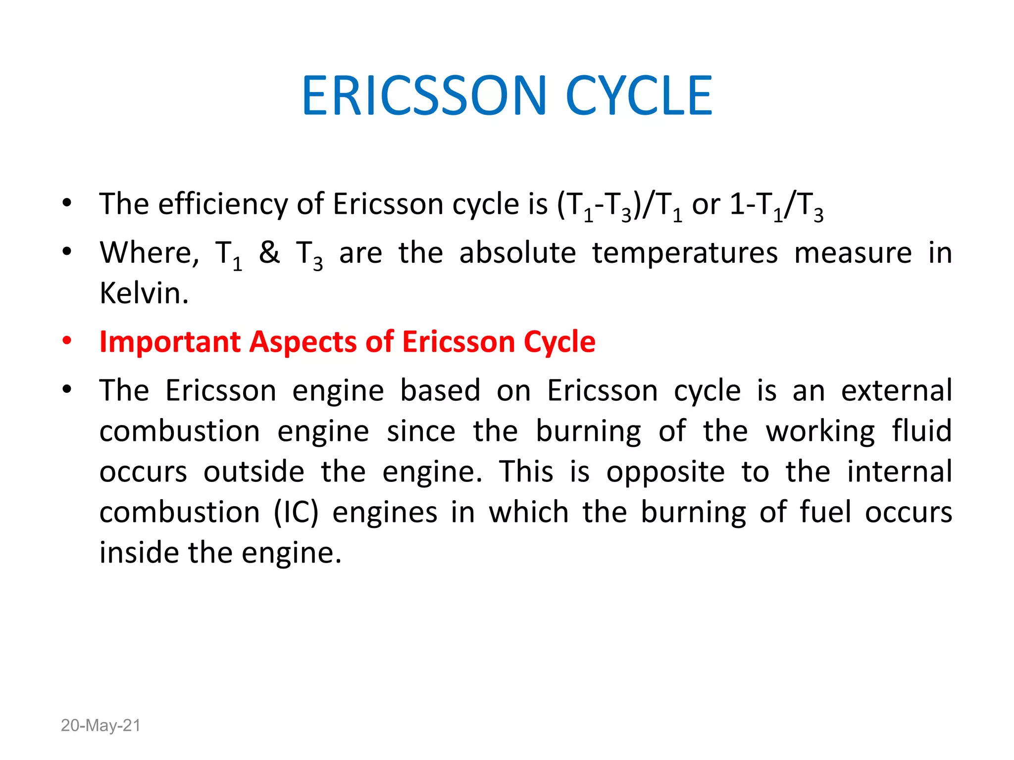 Air standard cycles carnot, stirling, ericsson | PPTX
