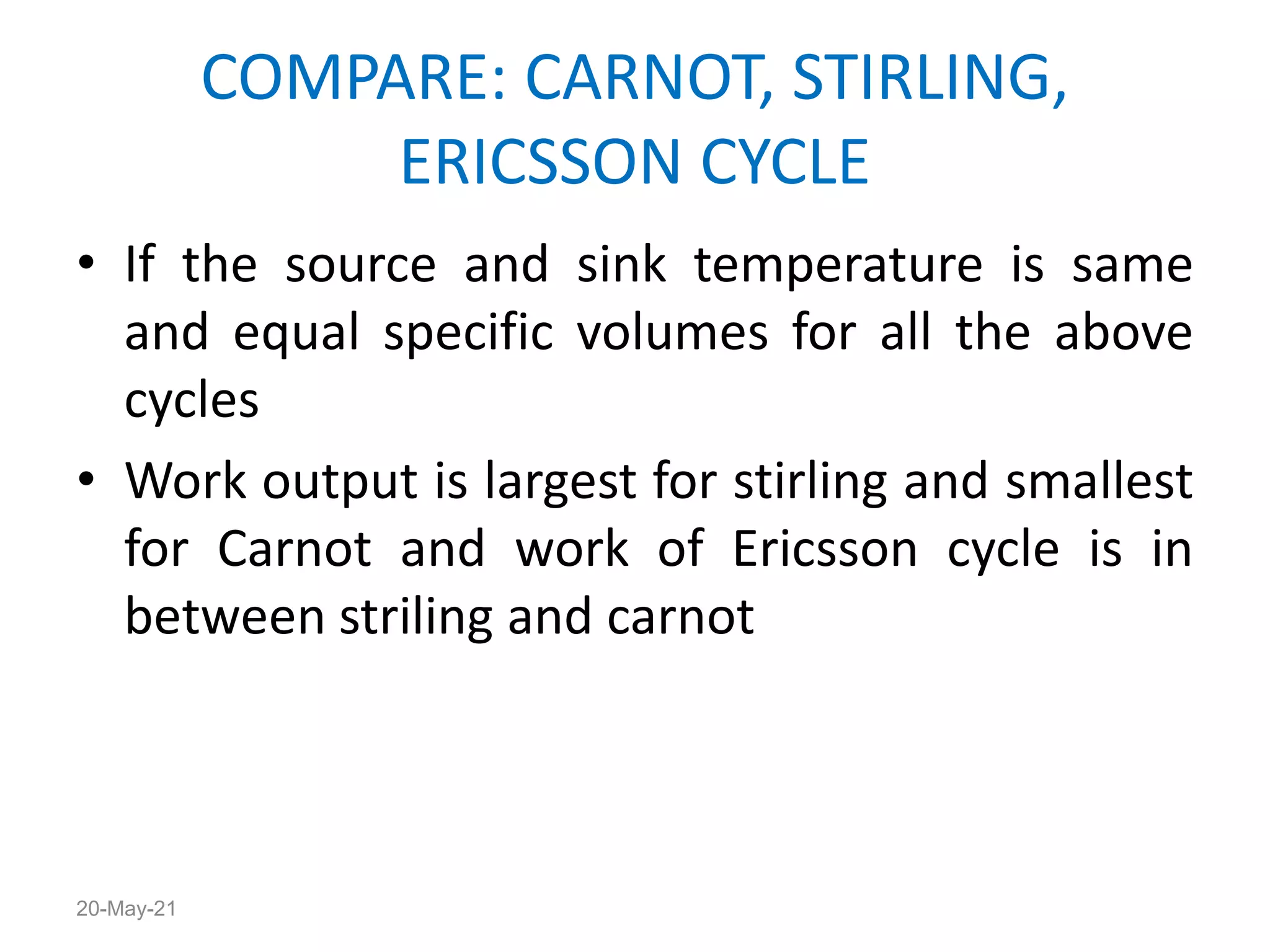 Air standard cycles carnot, stirling, ericsson | PPTX